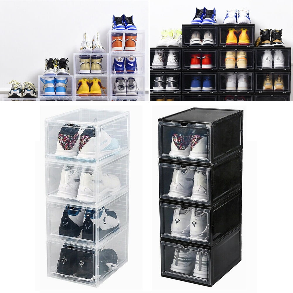 Large Shoe Storage Box Clear Plastic Stackable Shoe Organizer For ...