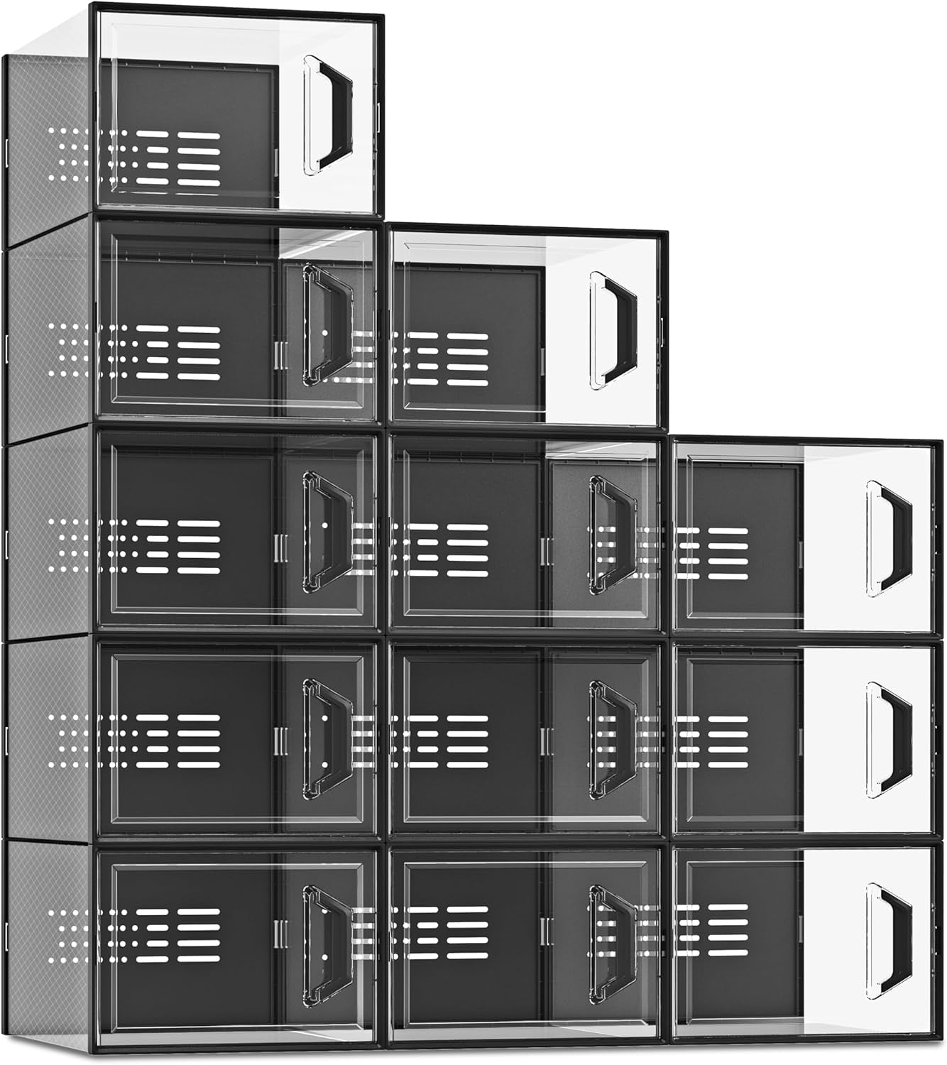 Large Shoe Storage Box Fit Size 11, Clear Plastic Stackable Shoe ...