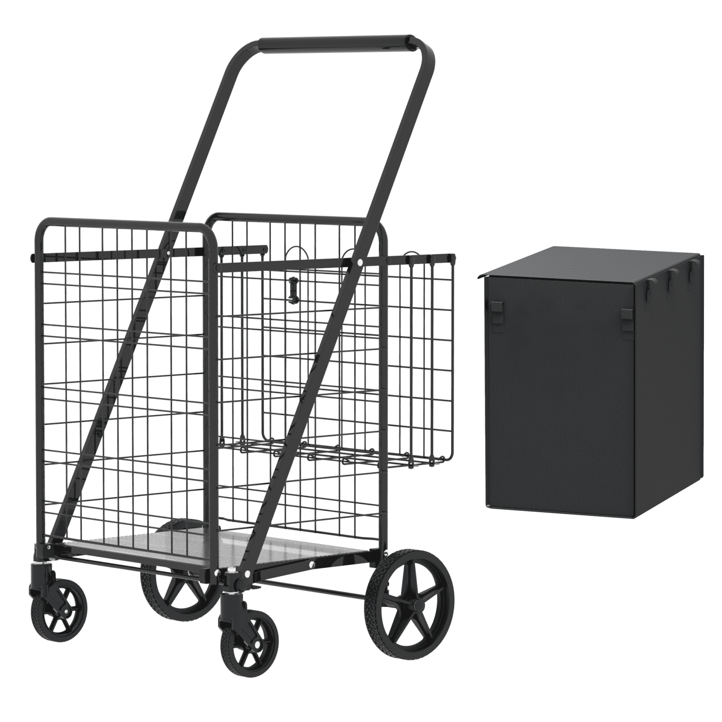 Large Shopping Cart,Grocery Cart on 360° Rolling Swivel Wheels ...