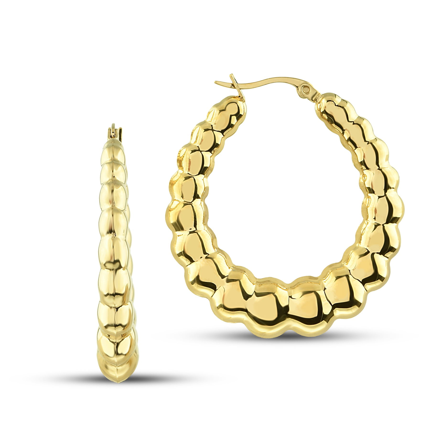 Cerem Large Shrimp Hoop Earrings 40mm, 14K Gold Plated, Hypoallergenic ...