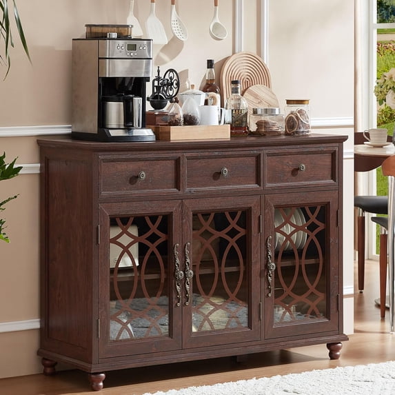 Large Sideboard Buffet Cabinet with Storage, Adjustable Shelves and ...