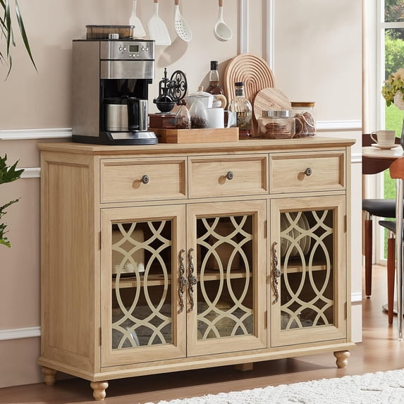 Large Sideboard Buffet Cabinet with Storage, Adjustable Shelves and ...