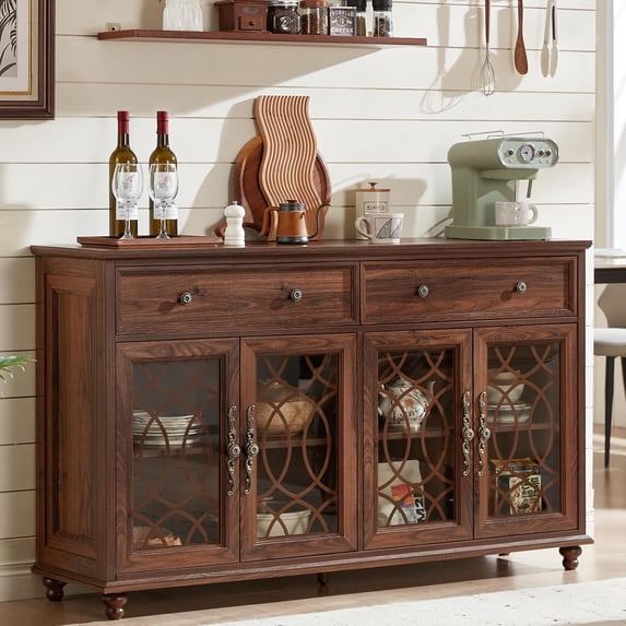 Large Sideboard Buffet Cabinet with Storage, Adjustable Shelves and ...