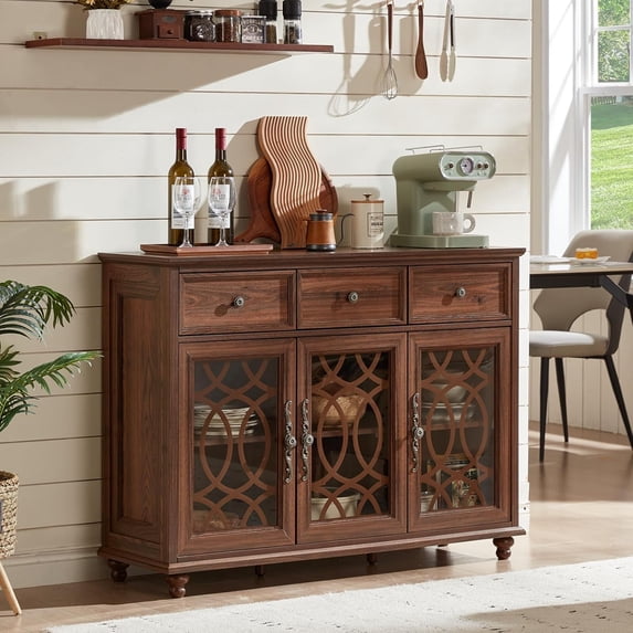 Large Sideboard Buffet Cabinet with Storage, Adjustable Shelves and ...