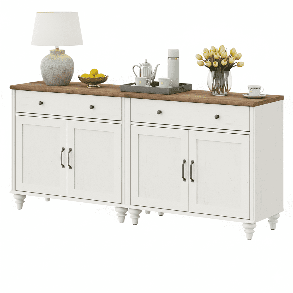 Large Sideboards Cabinet with 4 Doors and 2 Drawers, Modern Buffet ...