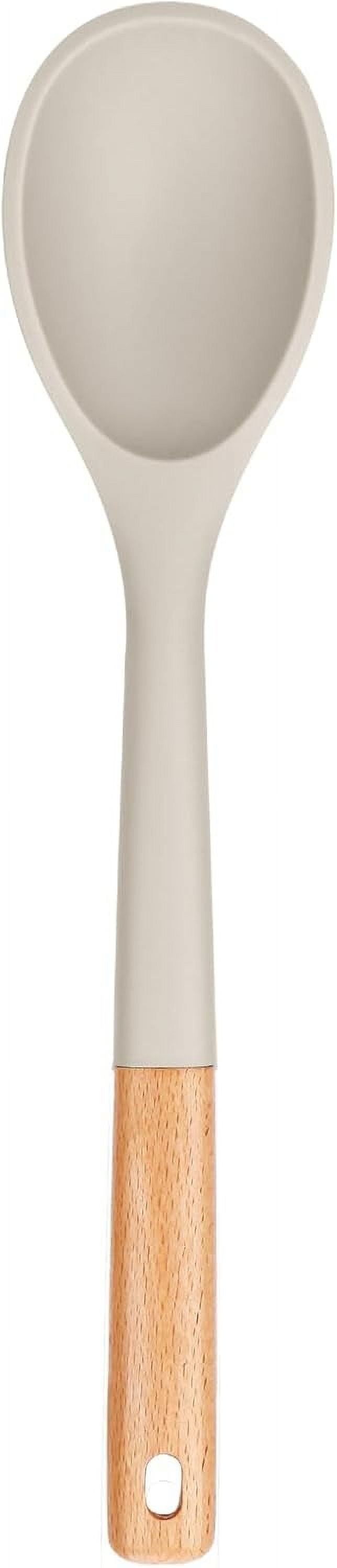 Large Silicone Cooking Spoons, Nonstick Solid Wooden Handle Spoon, Heat ...