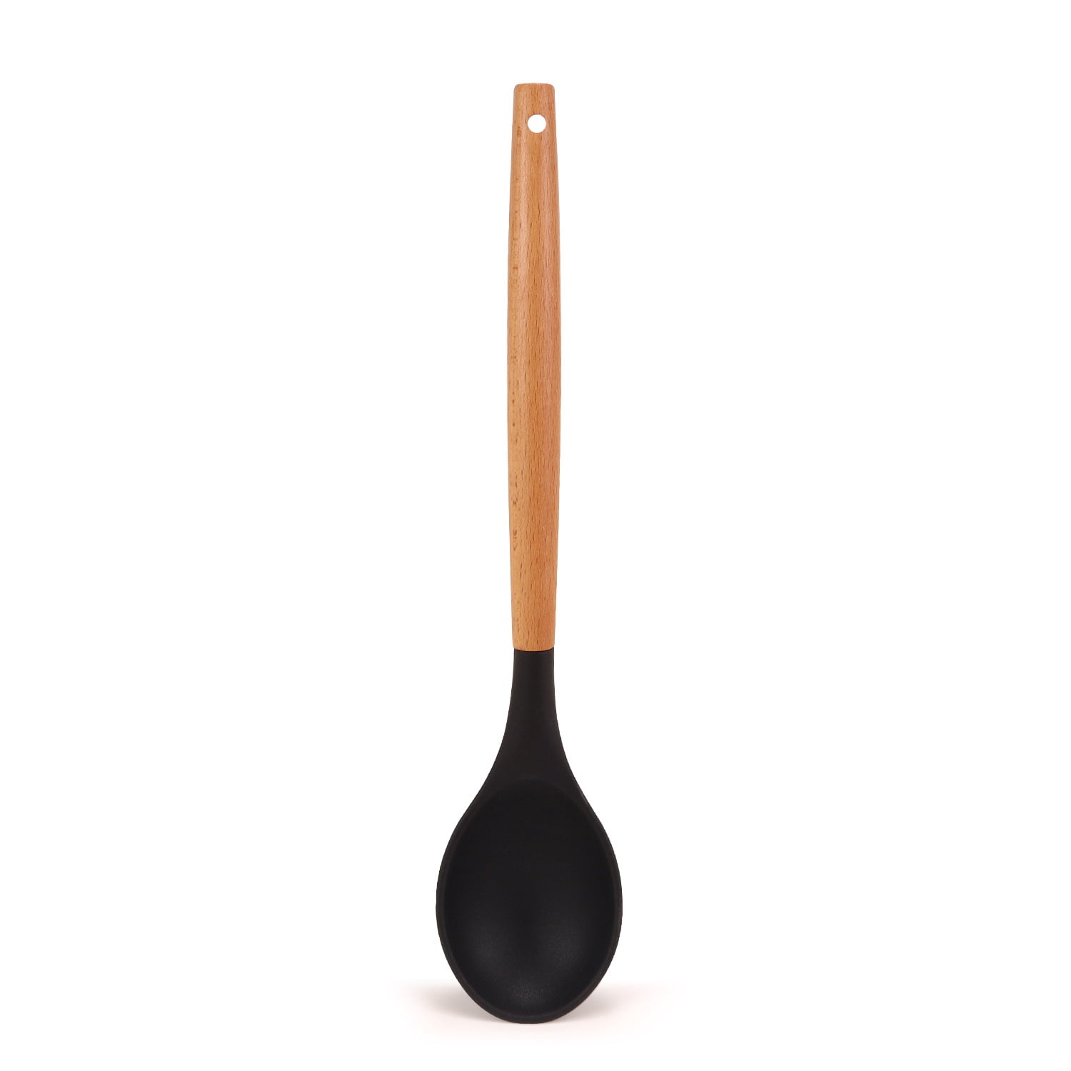 Large Silicone Cooking Spoons, Nonstick Solid Wooden Handle Spoon, Heat ...