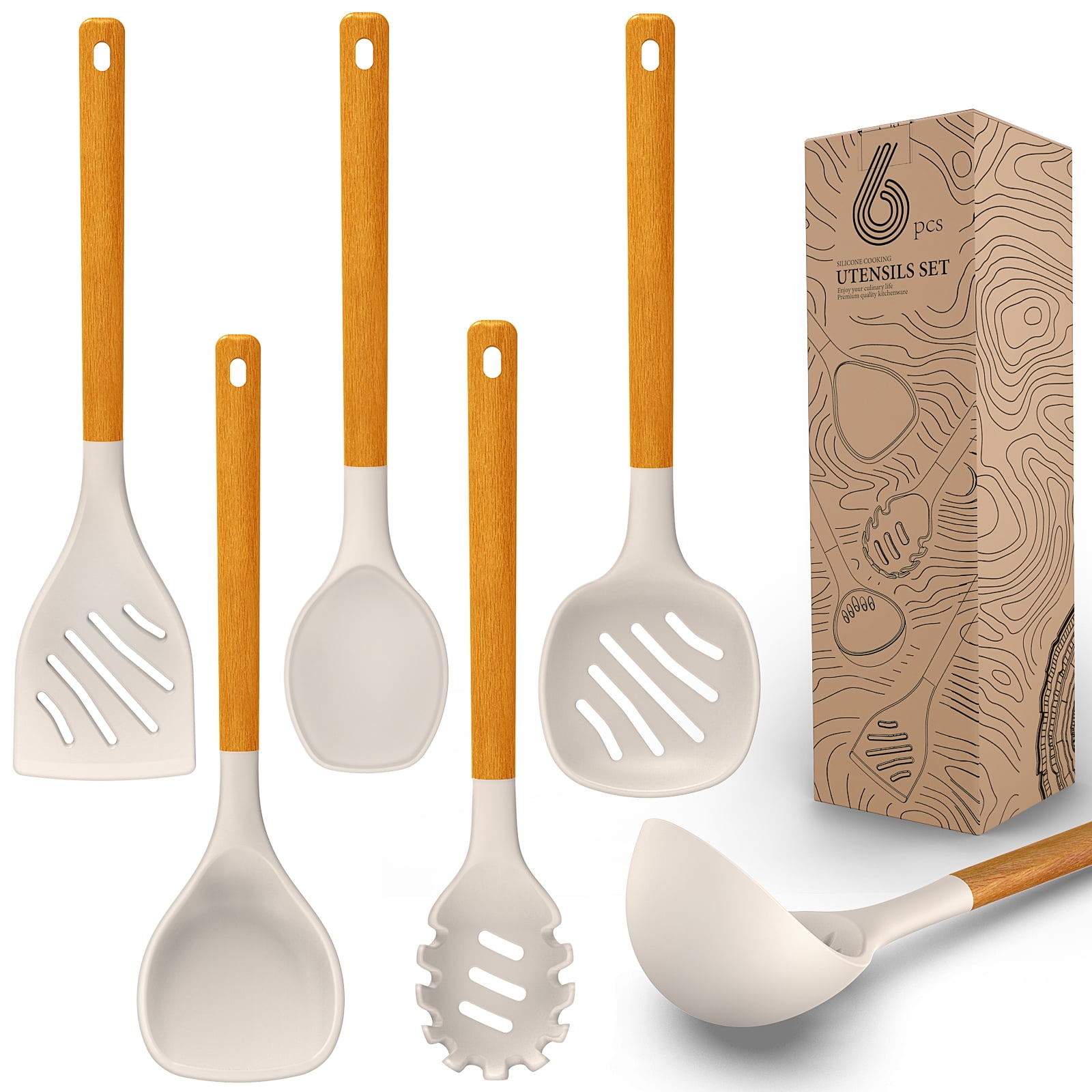 Large Silicone Cooking Utensils Set - Heat Resistant Silicone Utensils ...