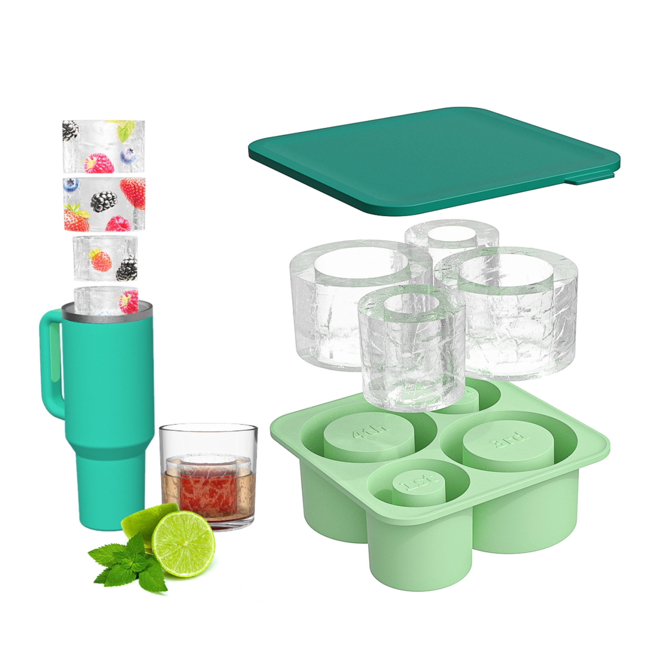 Ice Mold-Large Silicone Ice Cube Mold for 20-30-40 oz Tumbler Cup, Slow ...