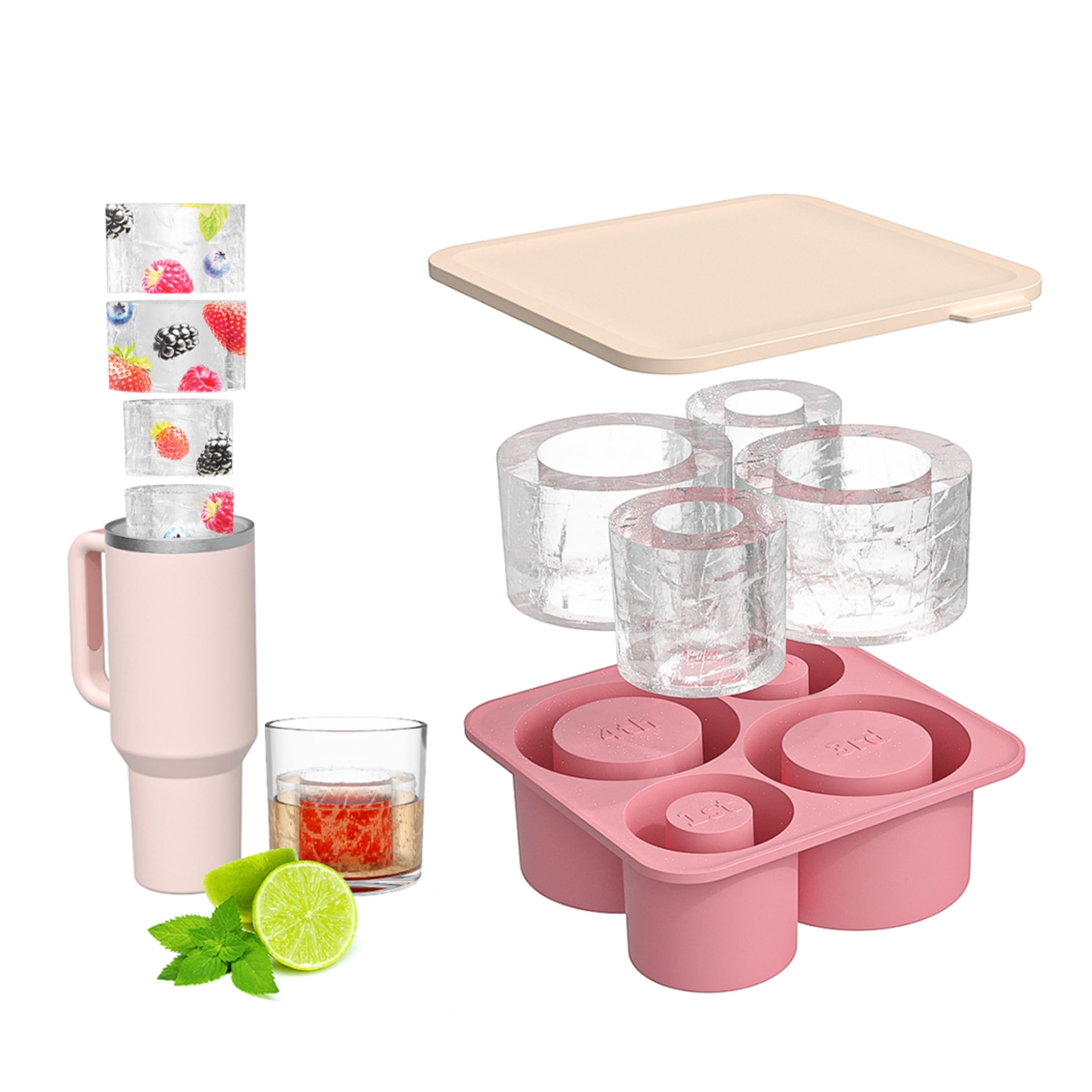 Ice Mold-Large Silicone Ice Cube Mold for 20-30-40 oz Tumbler Cup, Slow ...