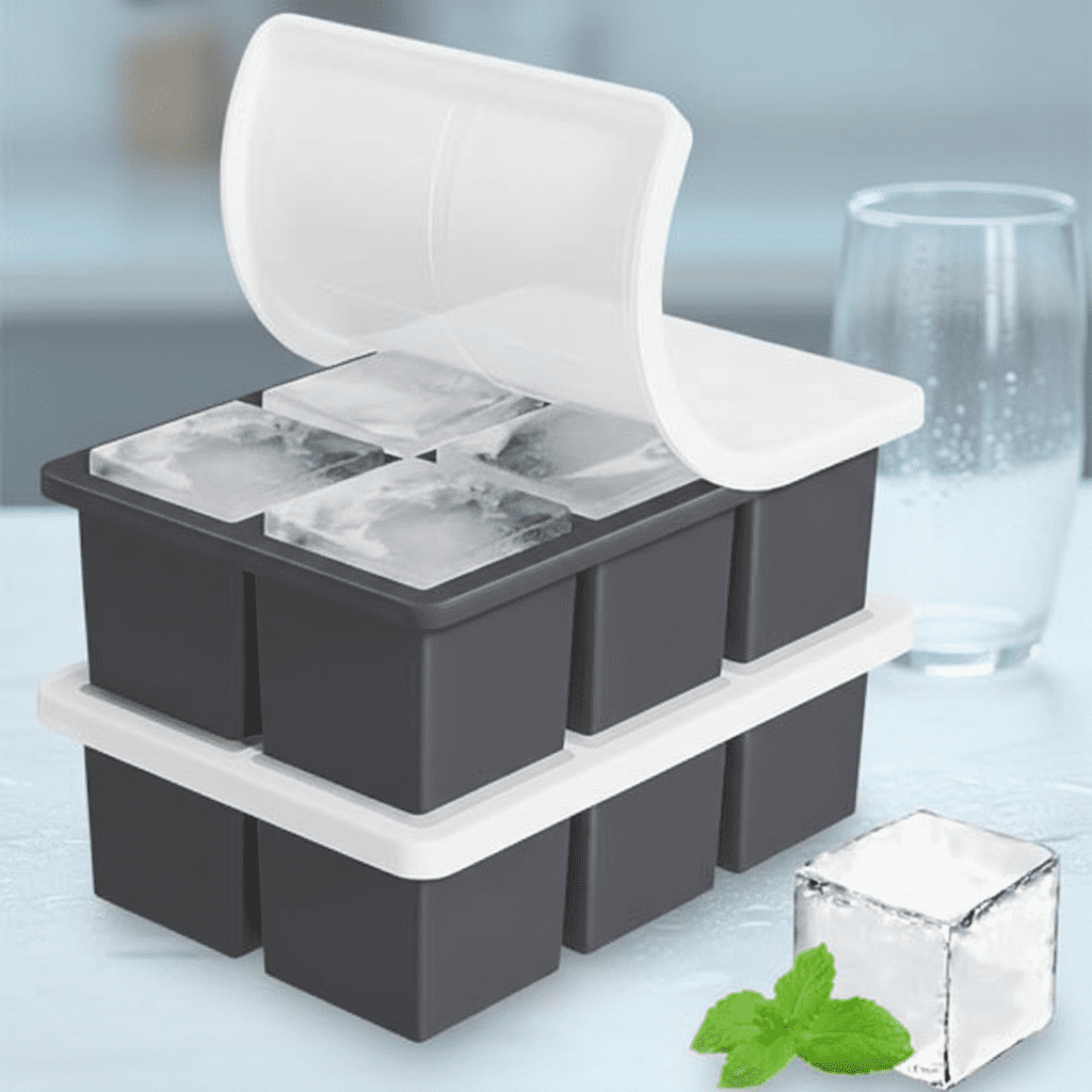 Large Silicone Ice Cube Trays with Lid, 2-Pack Big Square 2-Inch Ice ...