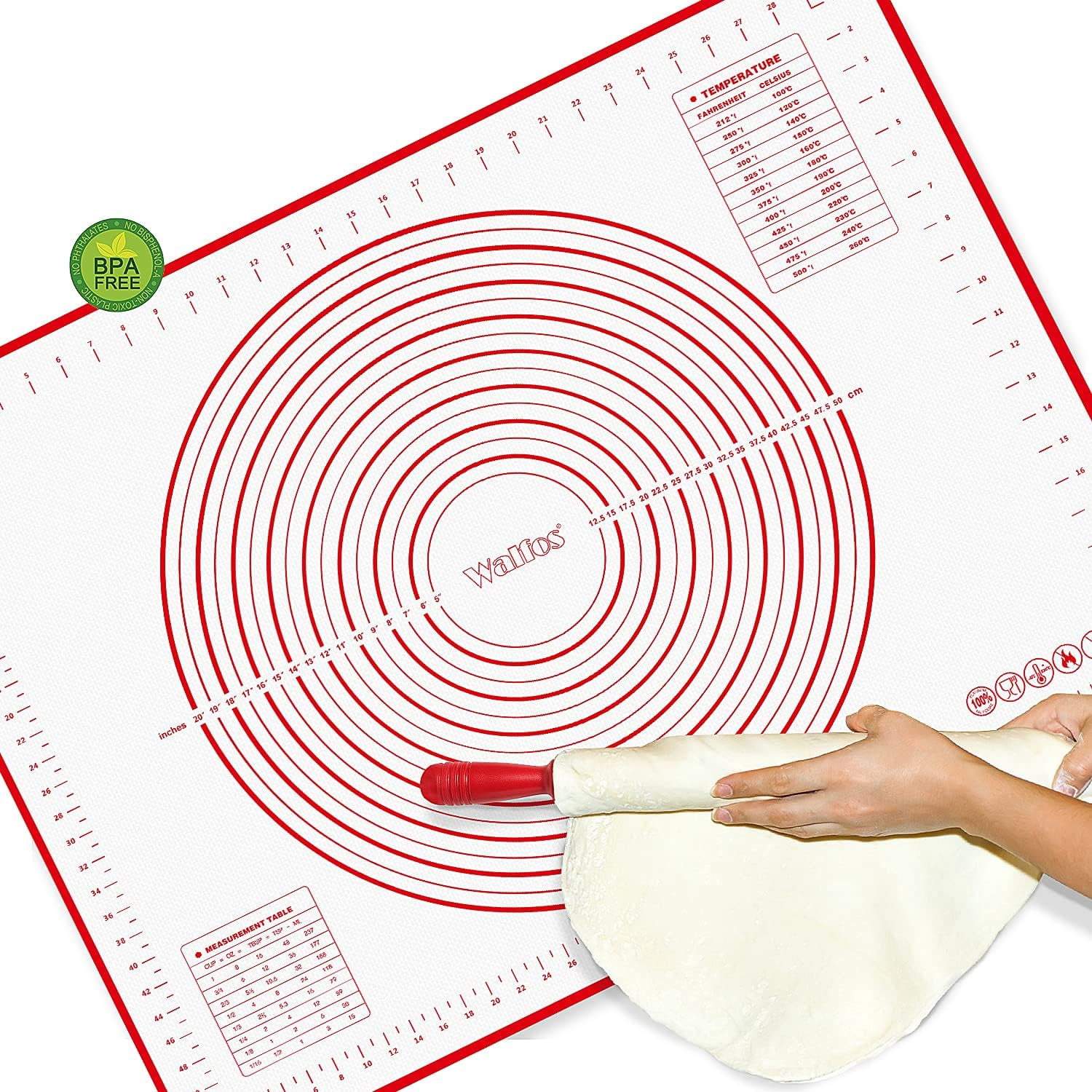 Large Silicone Pastry Mat - Walfos Non-Stick Baking Mat Fondant Mat ...