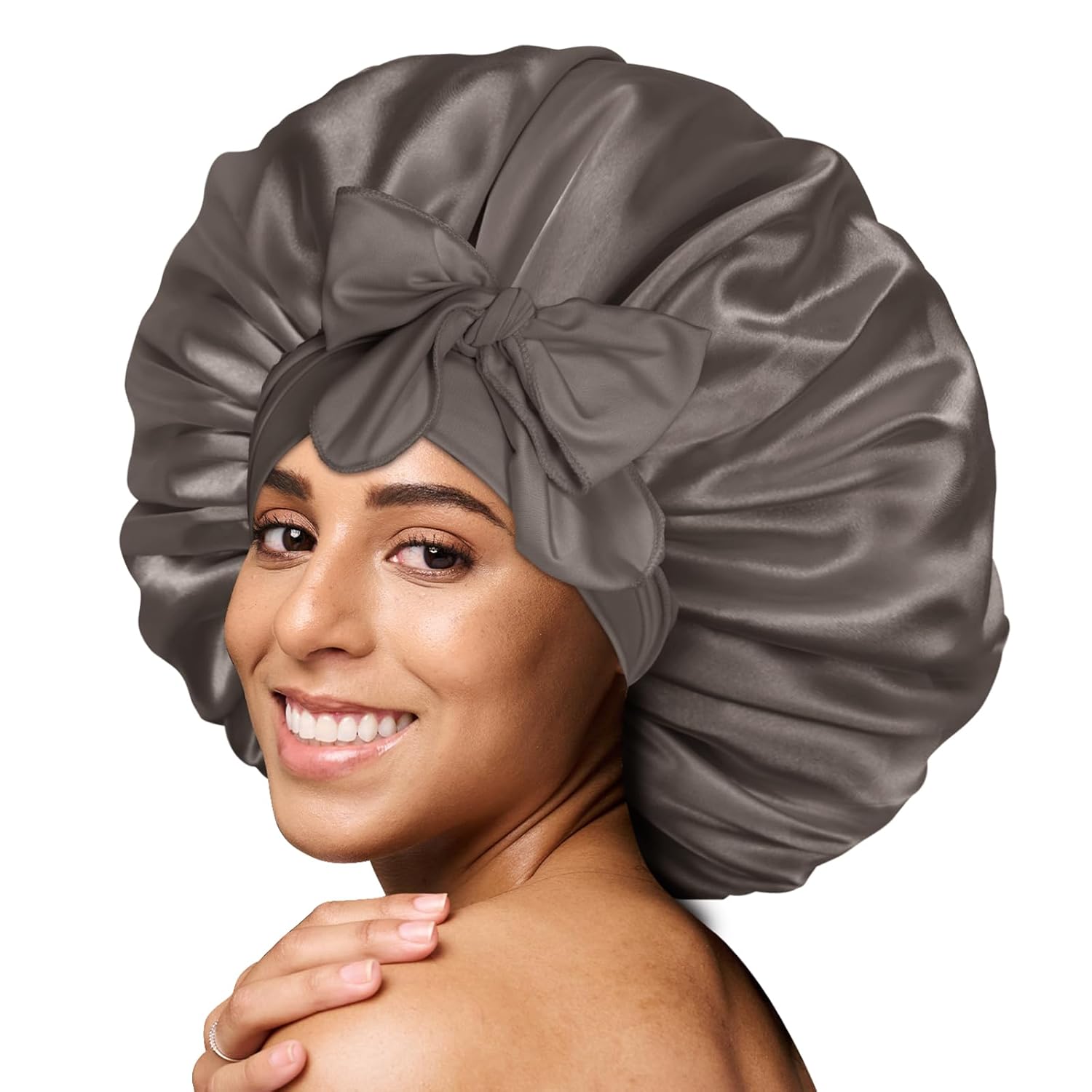 Large Silk Sleeping Bonnet Satin Adjustable Big Bonnet for Curly Hair ...