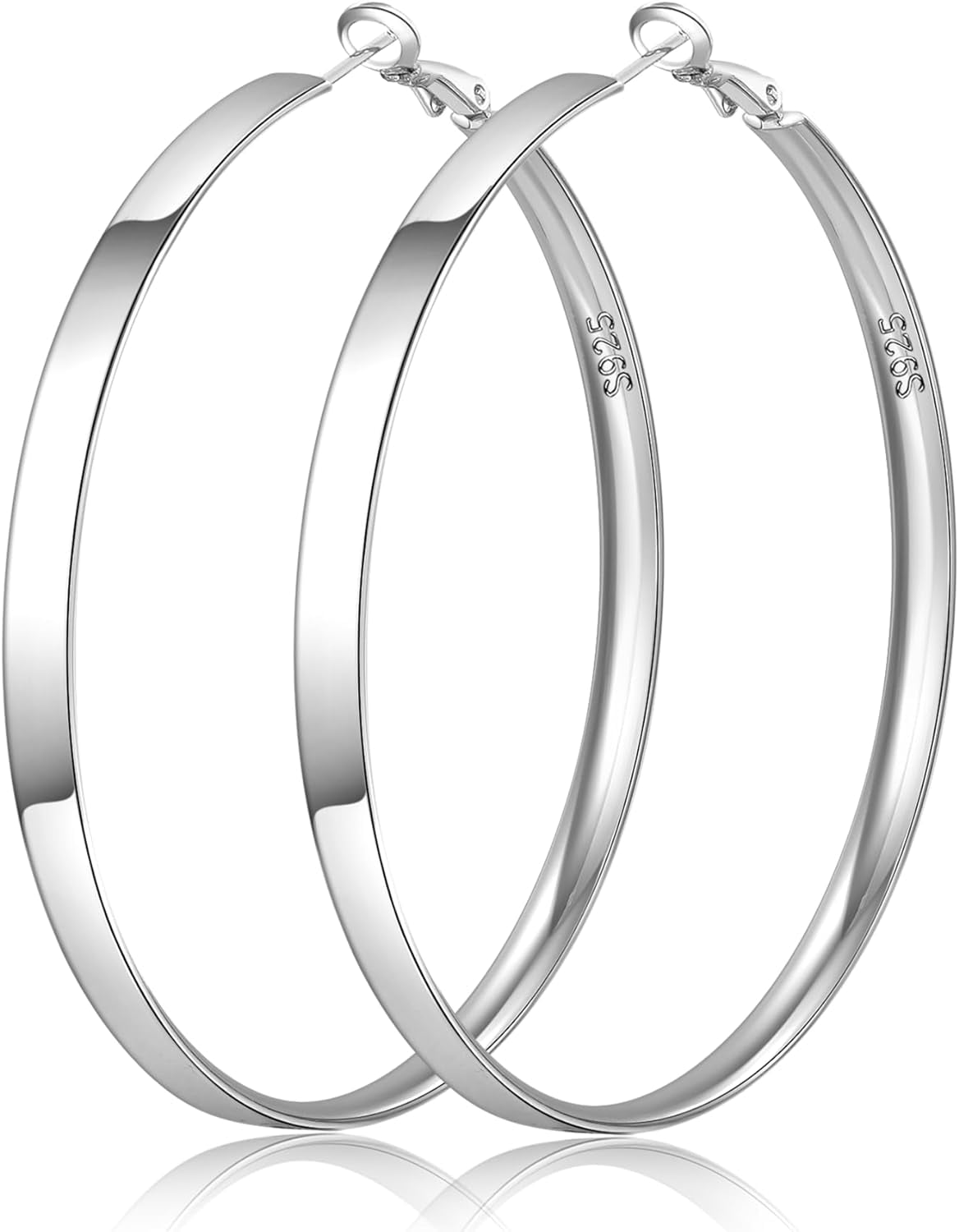 Large Silver Hoop Earrings for Women Hypoallergenic 14K Real Gold ...
