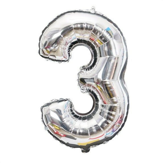 Large Silver Number 3 Foil Balloon 32 Inch Helium Mylar Balloon for ...