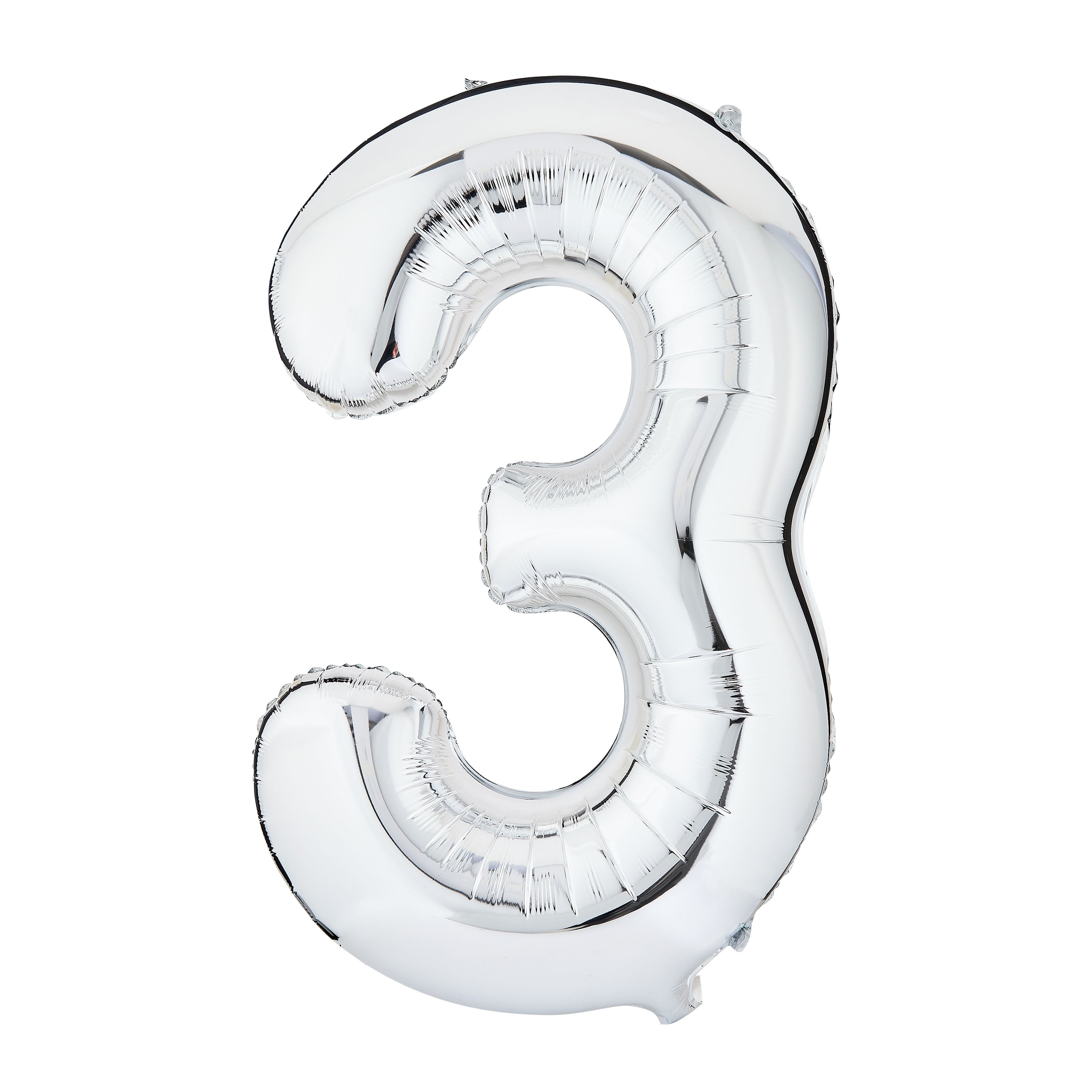 Way To Celebrate 34 Inch Silver Number 3 Foil Balloon for Birthdays and ...