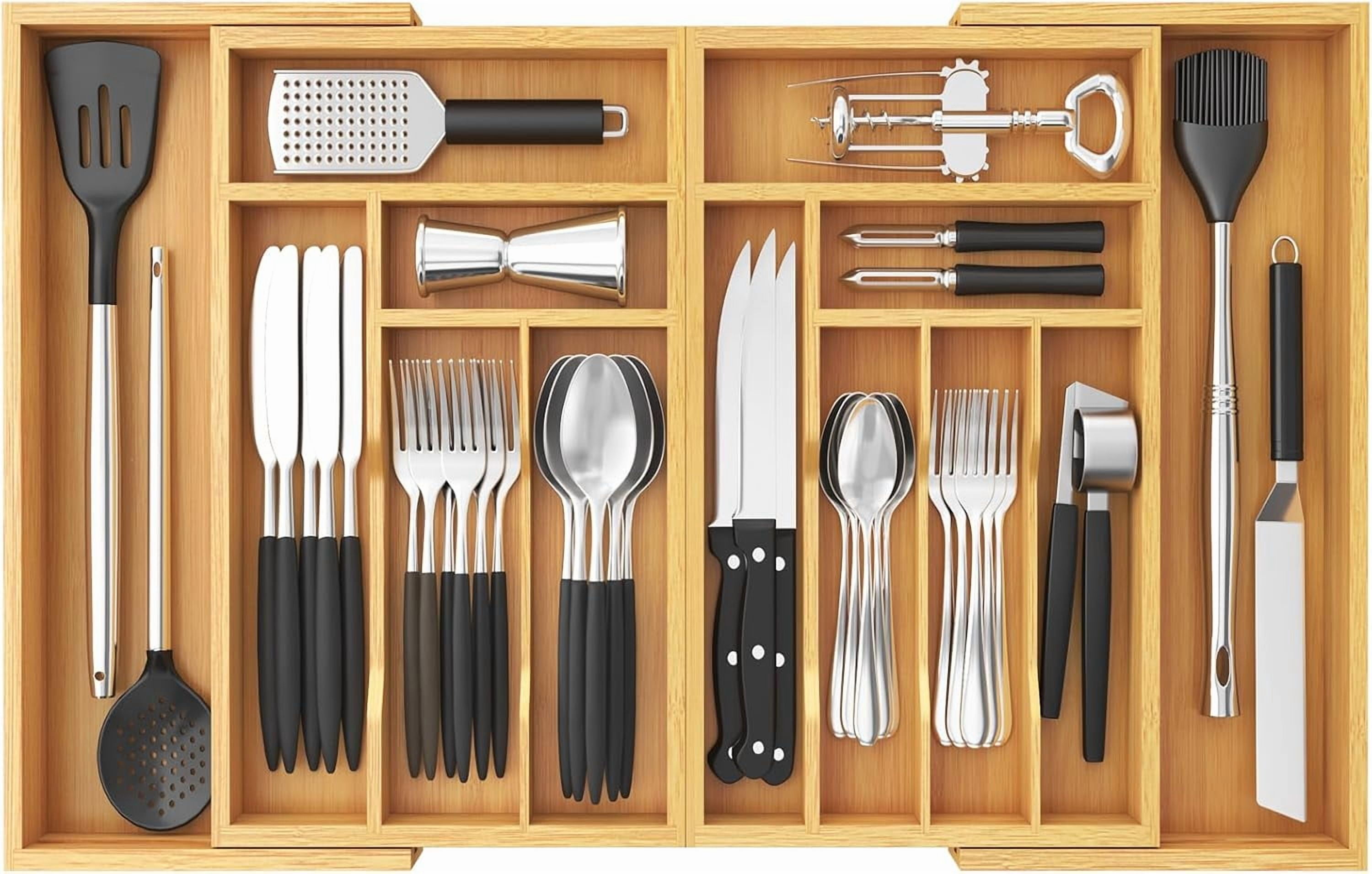 Large Silverware Utensils Drawer Organizer, Expandable 21.4 to 36 ...
