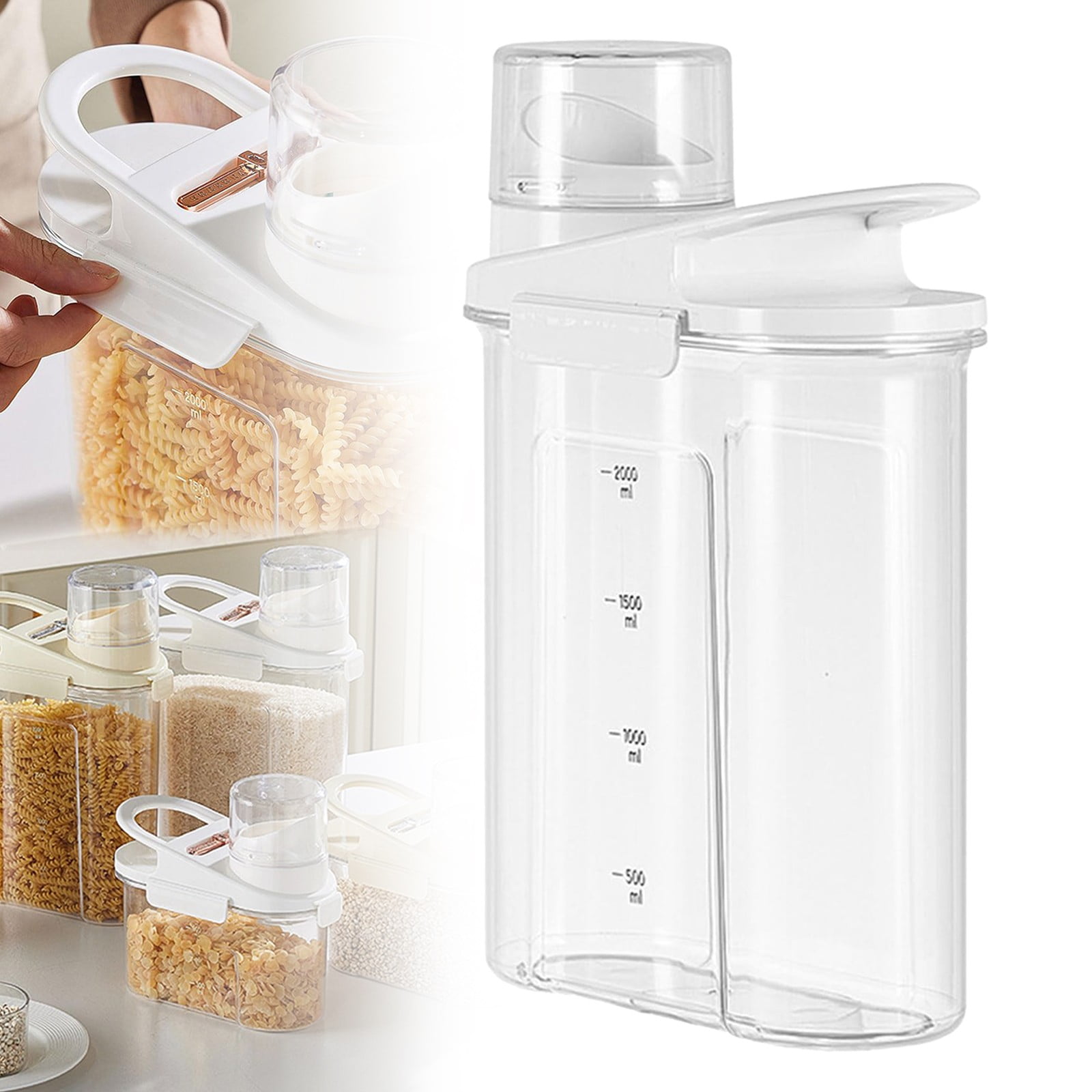 Large Simple White Grains Storage Container - Cereal Dispenser with Lid ...