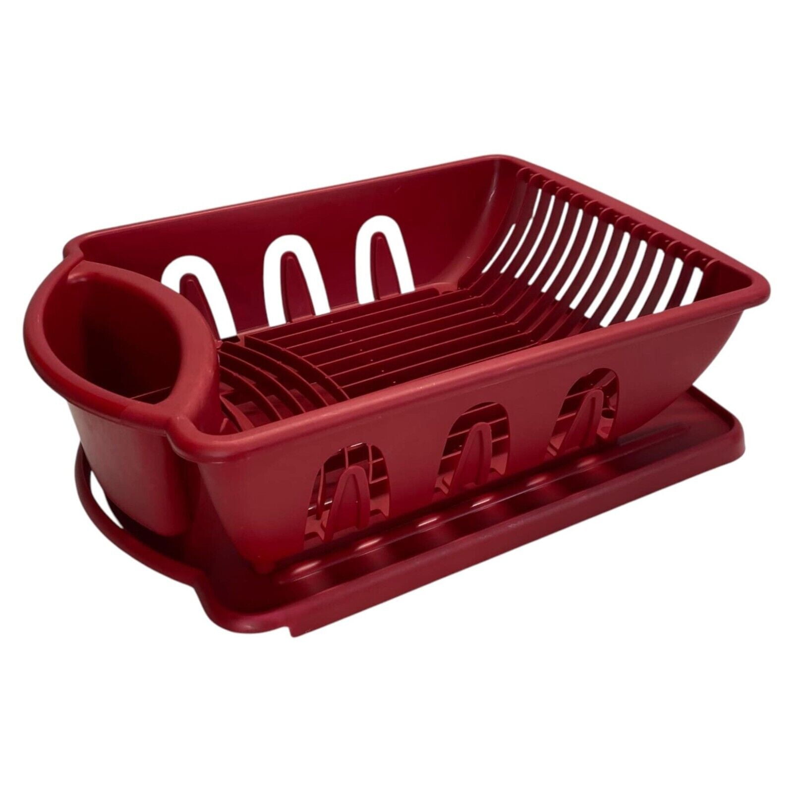 Large Sink Set Plate Dish Drainer Drying Rack with Drainboard Red ...
