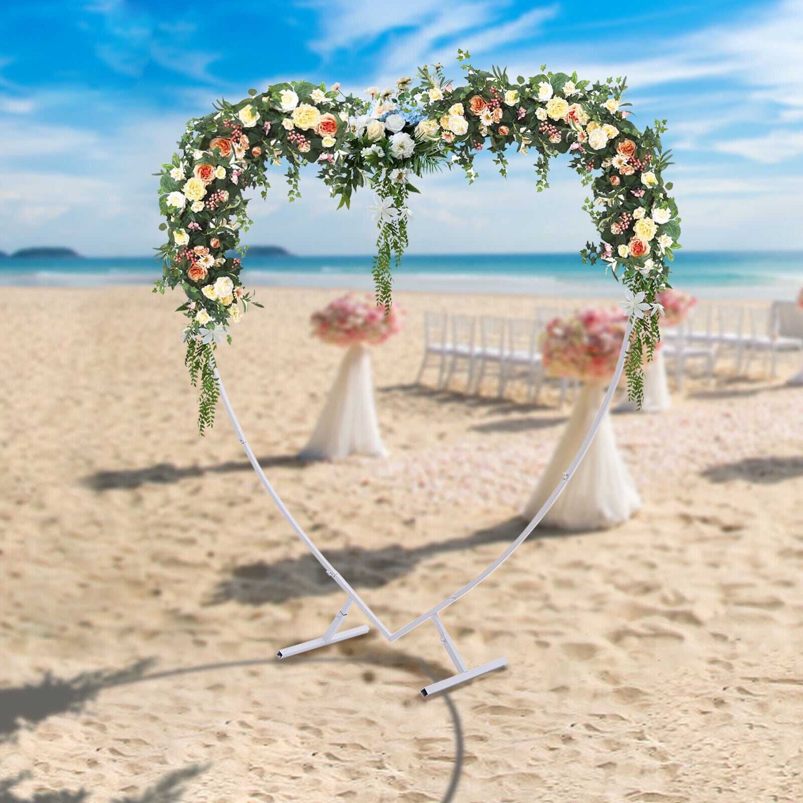 Large Size 6.89ft (2.1m) White Metal HeartArch Kit, Wedding Heart Arch ...