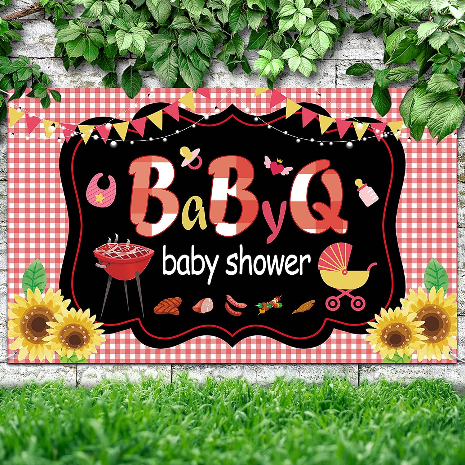 Large Size BBQ Baby Shower Backdrop, 8x4ft Baby Q Baby Shower Party ...