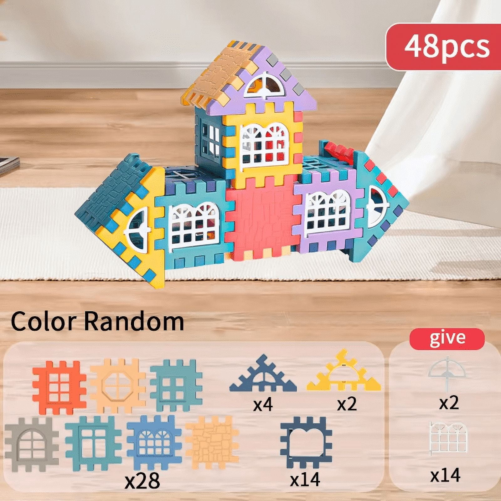 Large Size Building Blocks Puzzle Wall Window Models Educational Toys ...