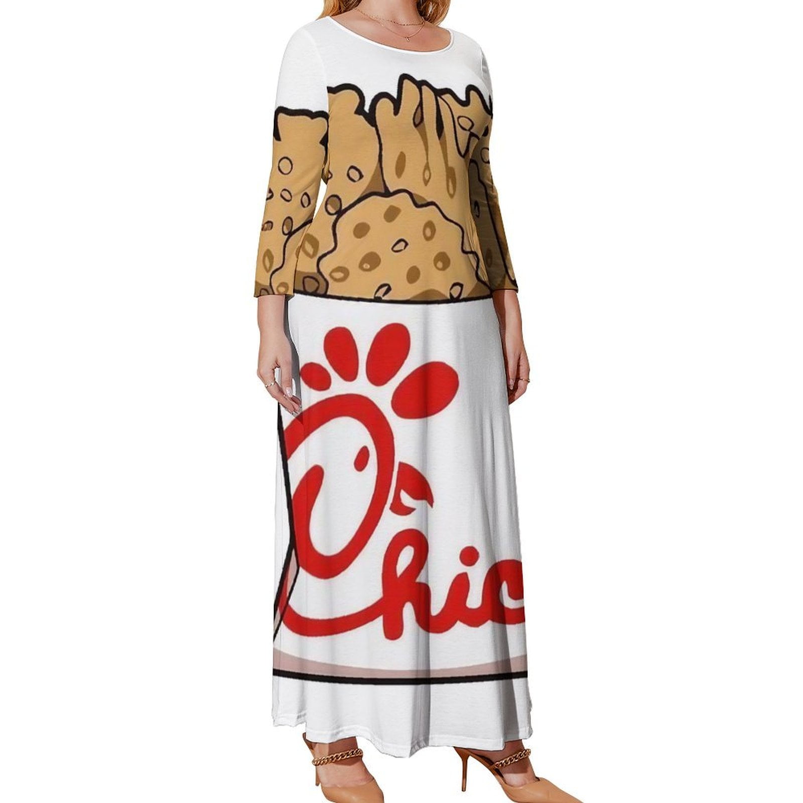 Large Size Chick Fa La Long Sleeved Dress Women Dress for Parties ...