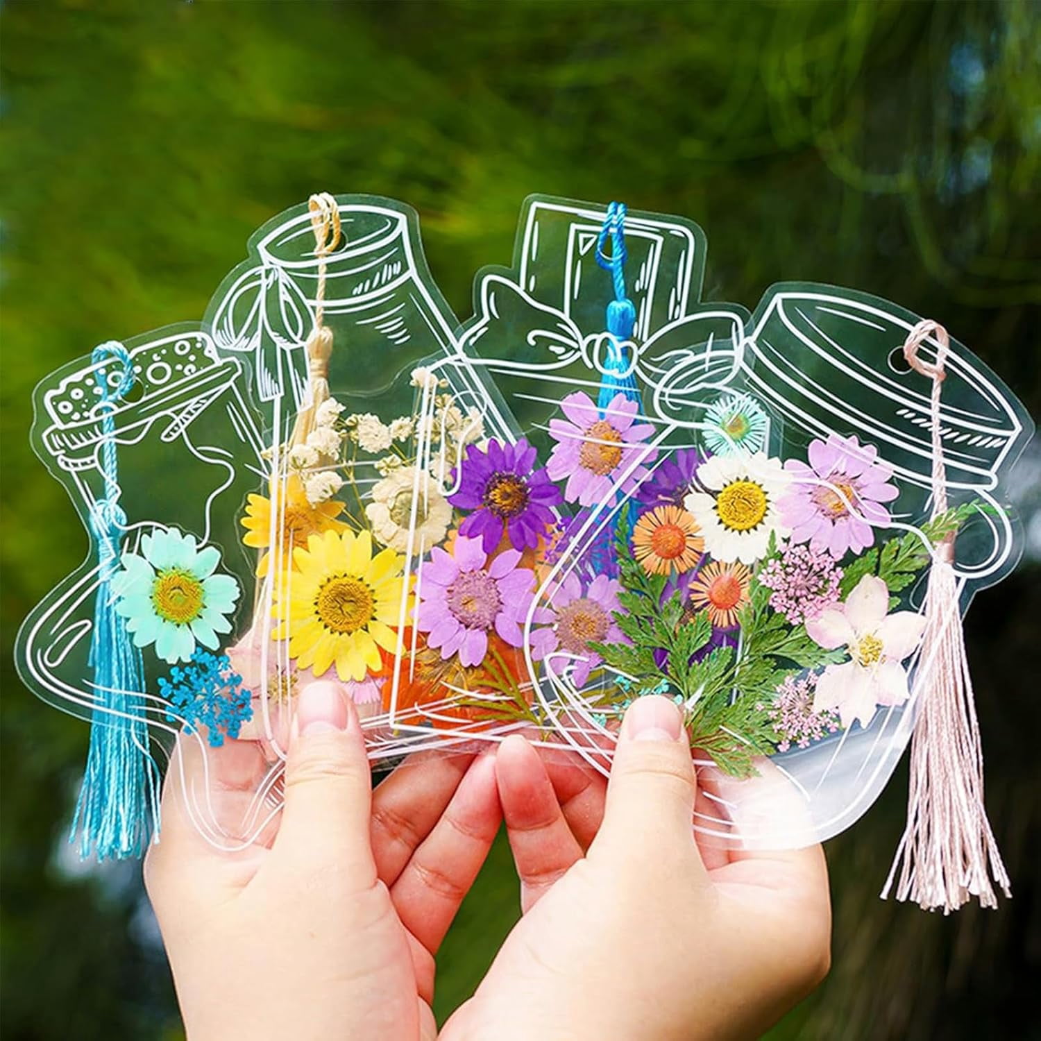 Large Size DIY Transparent Dried Flower Bookmarks,Thousand Flower ...