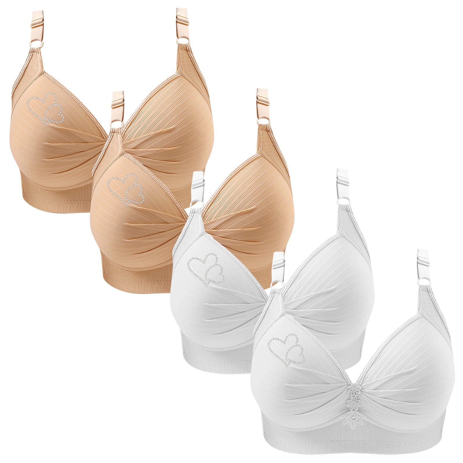 Large Size Daily Bra, 4PC Women's Underwear, Gathered Together, No Rims ...
