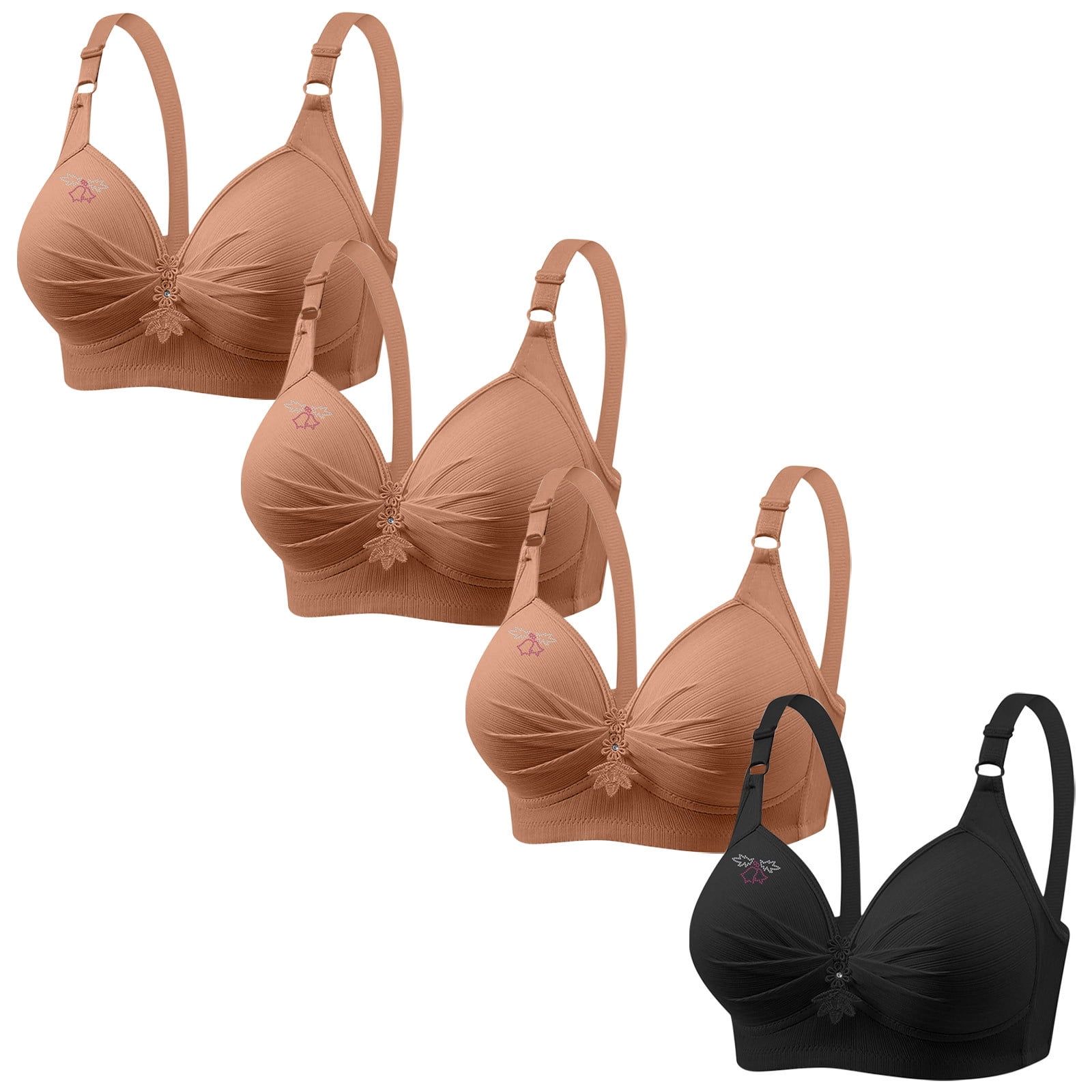 Large Size Daily Bra, 4PC Women's Underwear, Gathered Together, No Rims ...