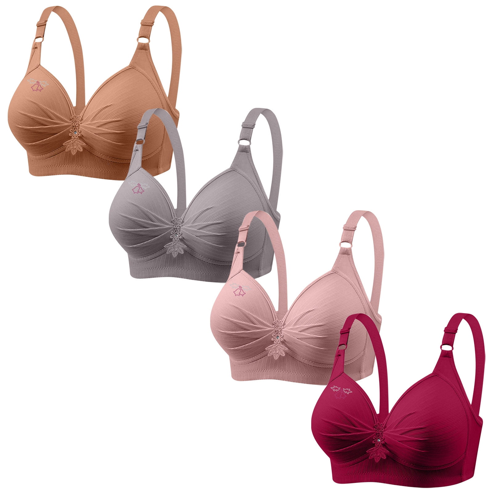 Large Size Daily Bra, 4PC Women's Underwear, Gathered Together, No Rims ...