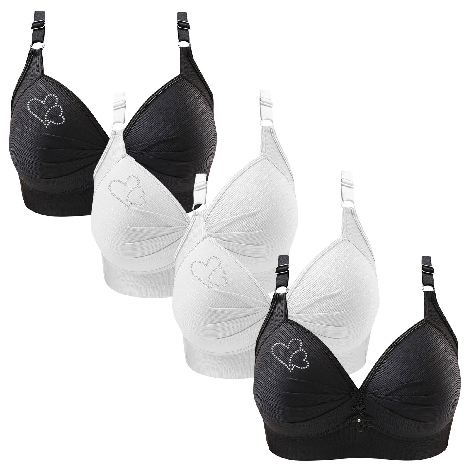Large Size Daily Bra, 4PC Women's Underwear, Gathered Together, No Rims ...