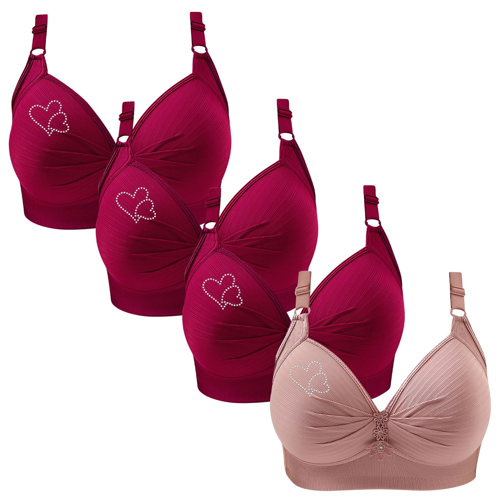 Large Size Daily Bra, 4PC Women's Underwear, Gathered Together, No Rims ...