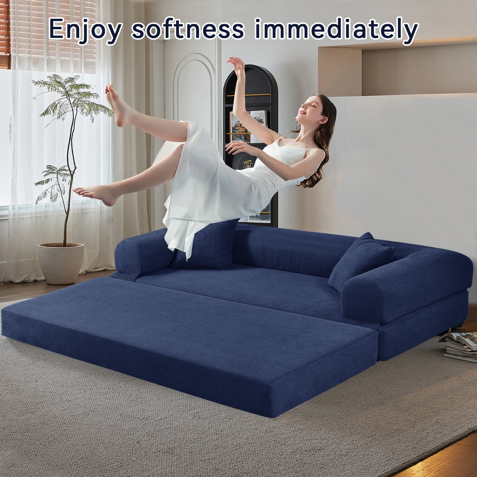 Large Size Dgay Light luxury sit/lie convertible compression sofa bed ...