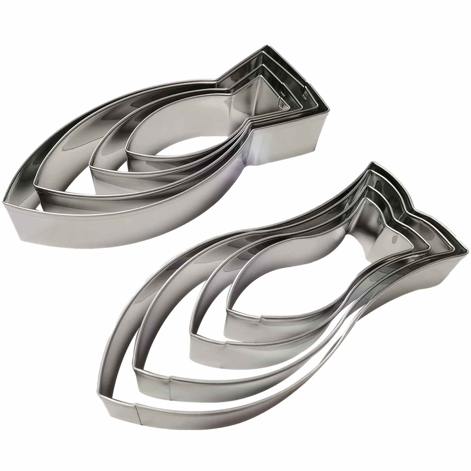 Large Size Fish Shaped Cookie Cutter Set of 8 pcs, Stainless Steel ...