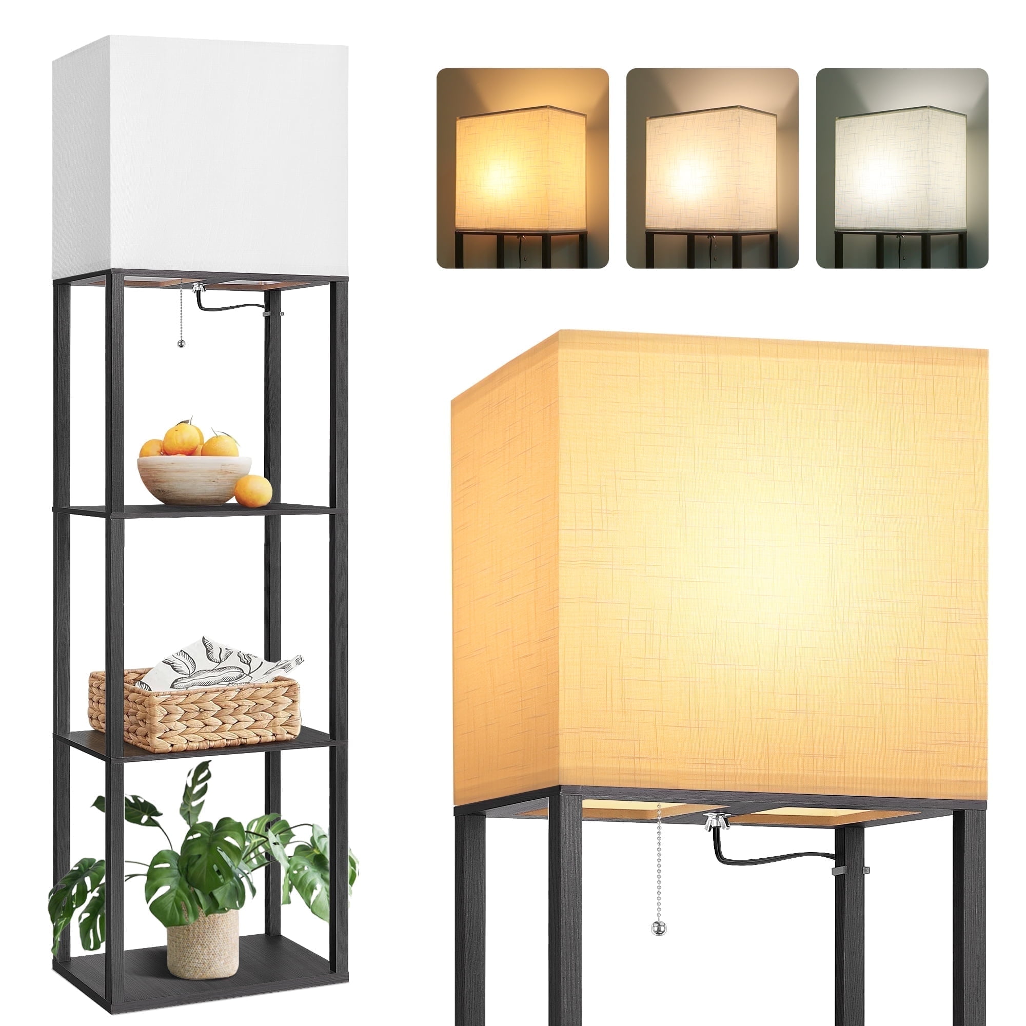 AVV Large Size Floor Lamp, 3-Tier Modern Shelf Lamp, 3 Color ...