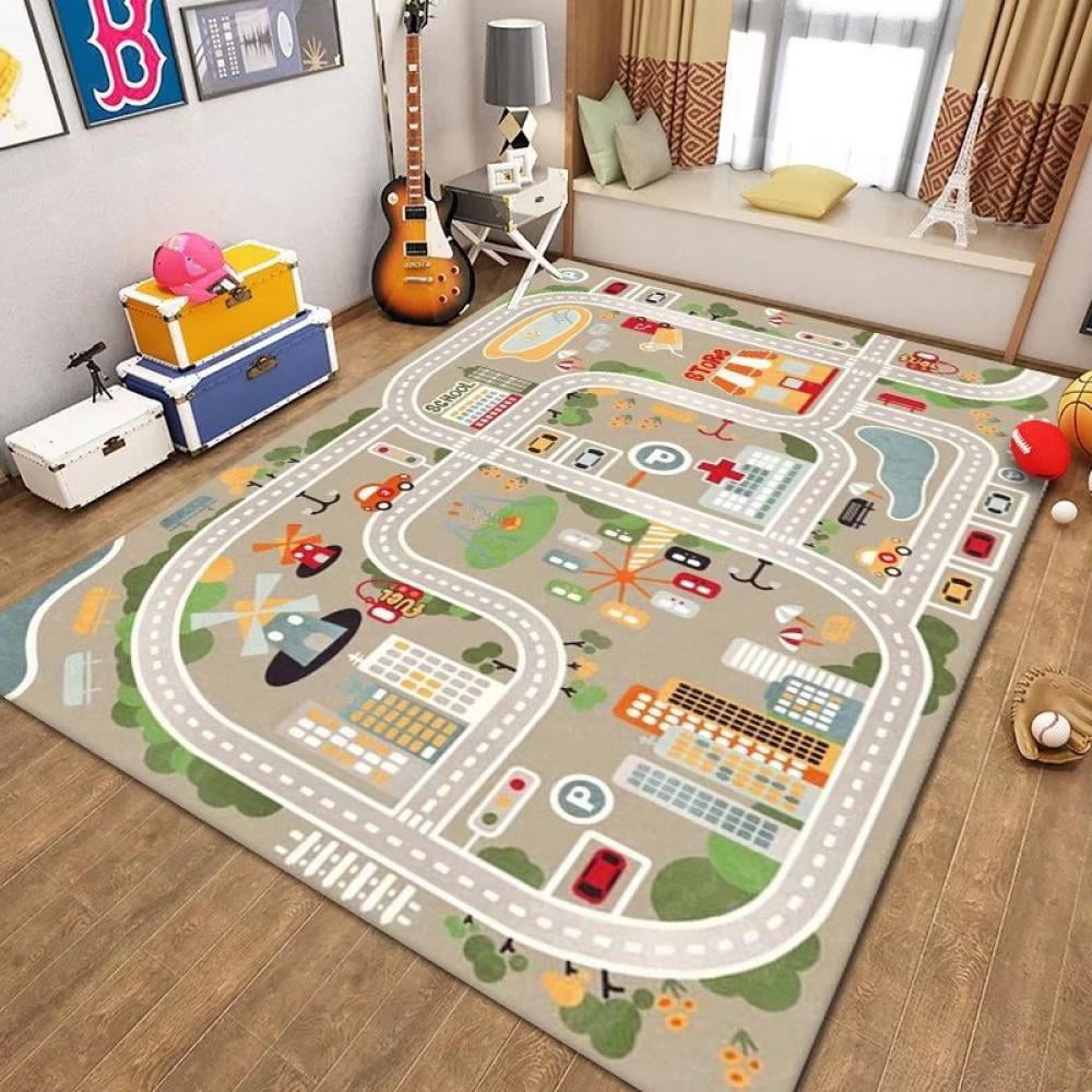 Large Size Kids Play Rug Mat Playmat with Non-Slip Design, City Map ...