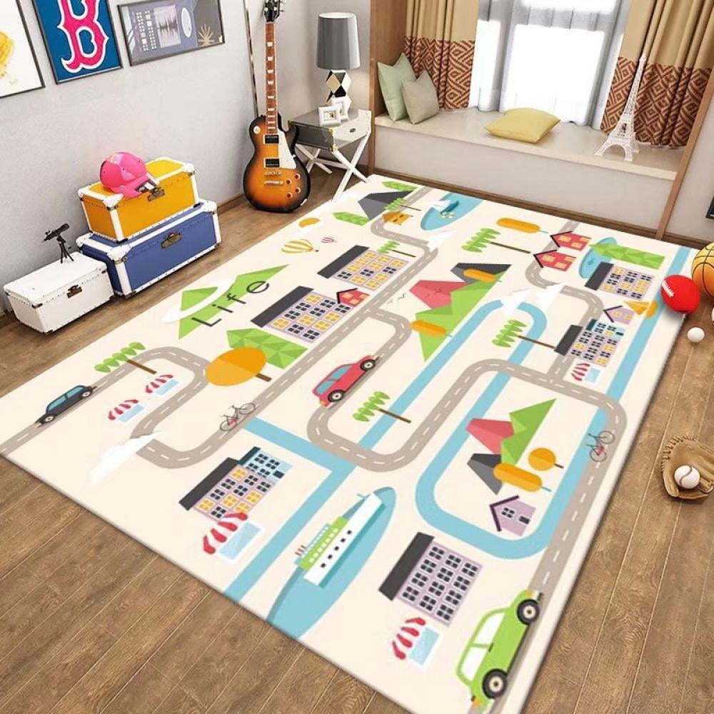 Large Size Kids Play Rug Mat Playmat with Non-Slip Design, City Map ...