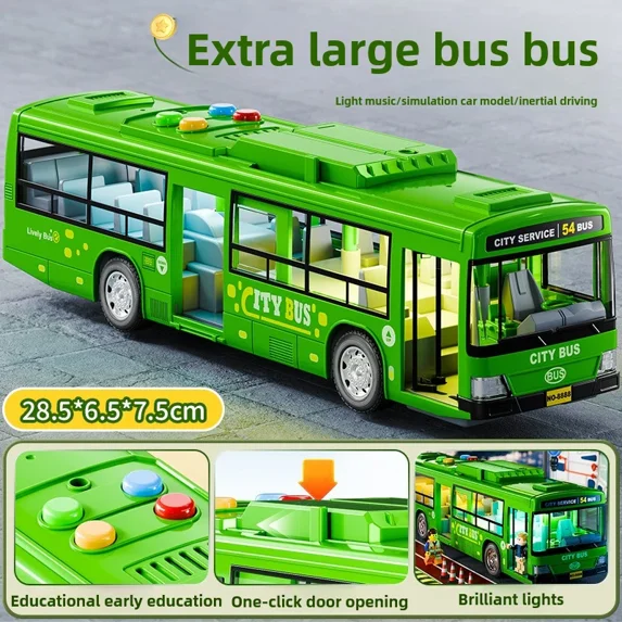 Large Size Light Music Inertia Bus Model Pull Back Cars Simulation Bus ...