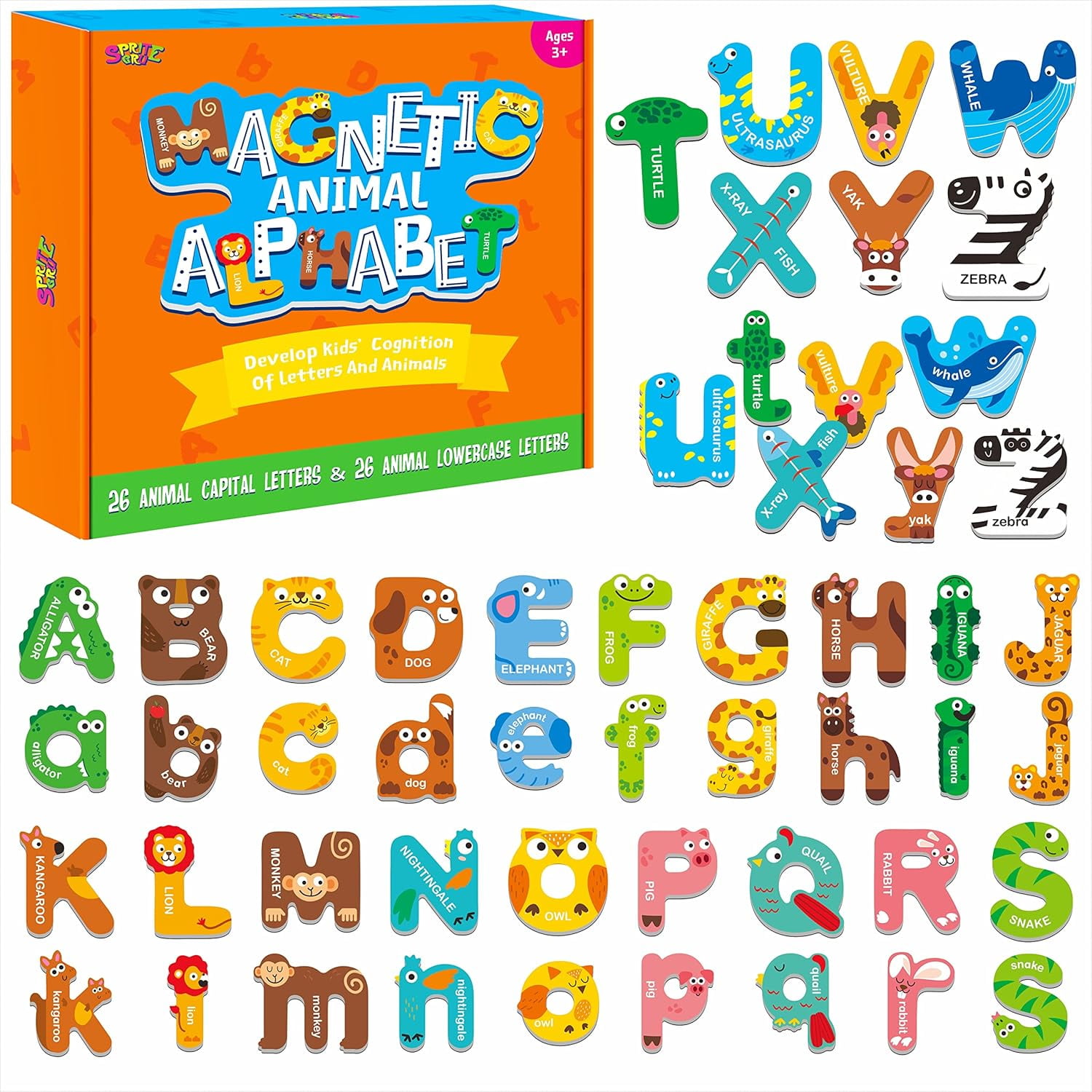 Large Size Magnetic Letters, Cute Animal Alphabet ABC Magnets for ...