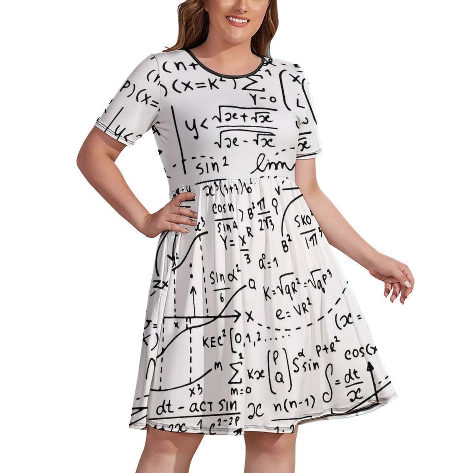 Large Size Math Education Pattern with Handwritten Dress Party Dresses ...