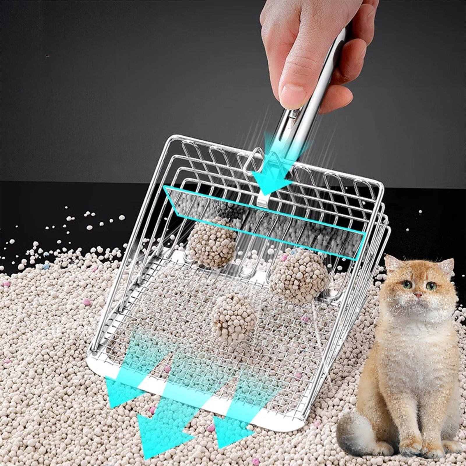 Large Size Metal Cat Litter Scoop - Fine Small Holes Shovel for ...