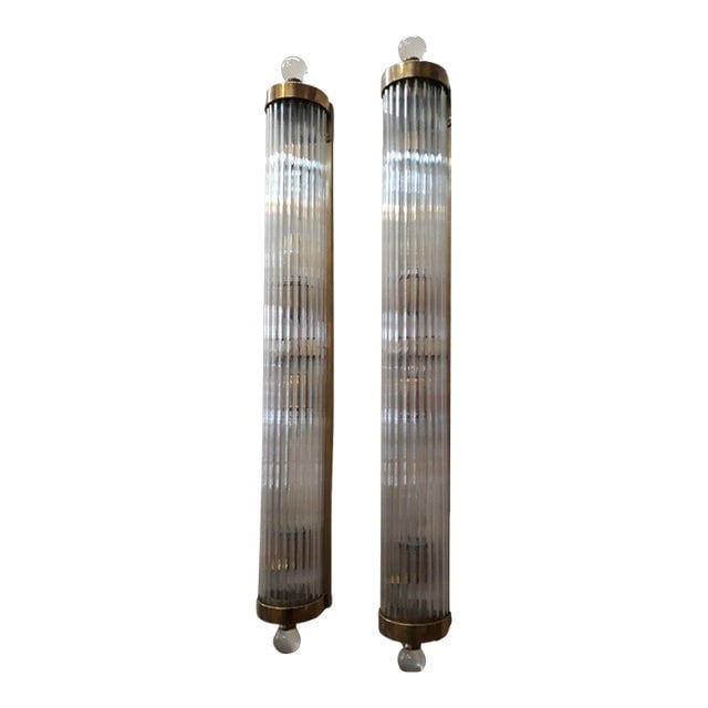 Large Size Pair Vintage 1940s Art Deco 4 Light Wall Sconces Fixture ...