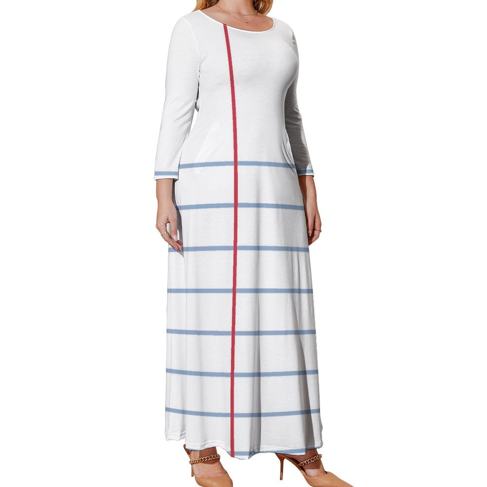 Large Size Printable Graph Paper Long Sleeved Dress Women Dress for ...