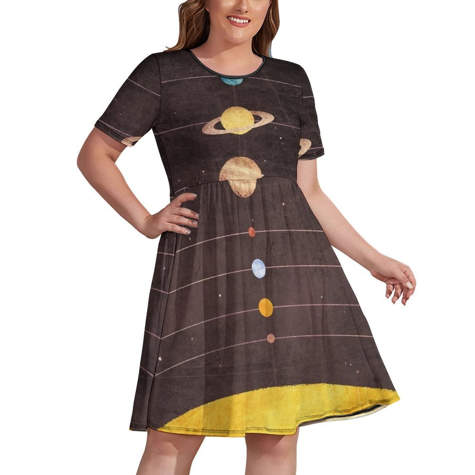 Large Size Solar System Retro Dress Party Dresses for Women Summer ...