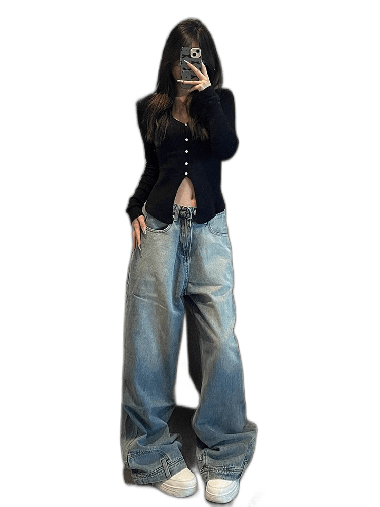 Large -Size Straight Tube Denim Women'S Female Female Style Tide Brand ...