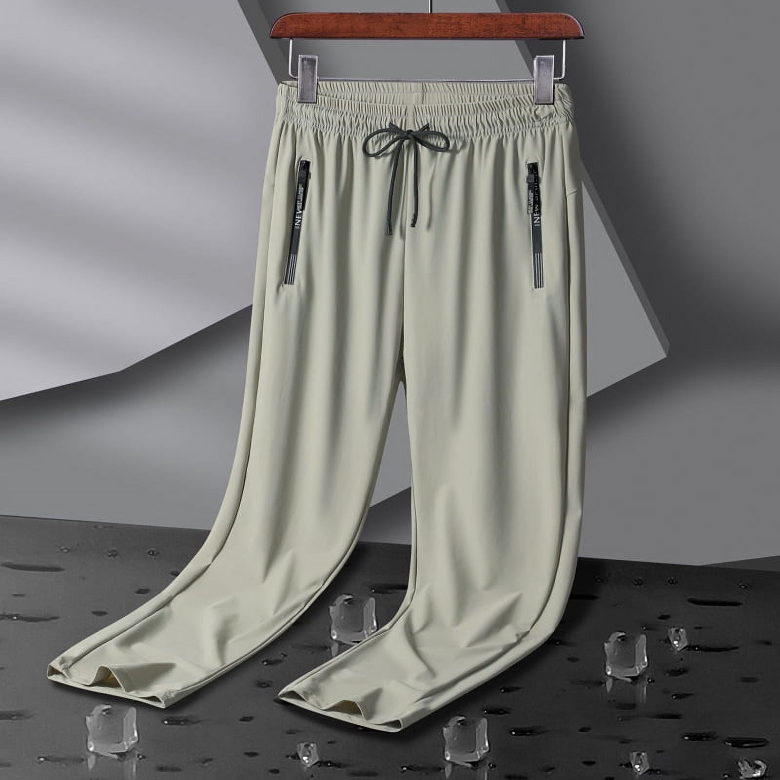 Large Size Summer Ice Silk Pants Men's Leg Sports Pants High Elastic ...