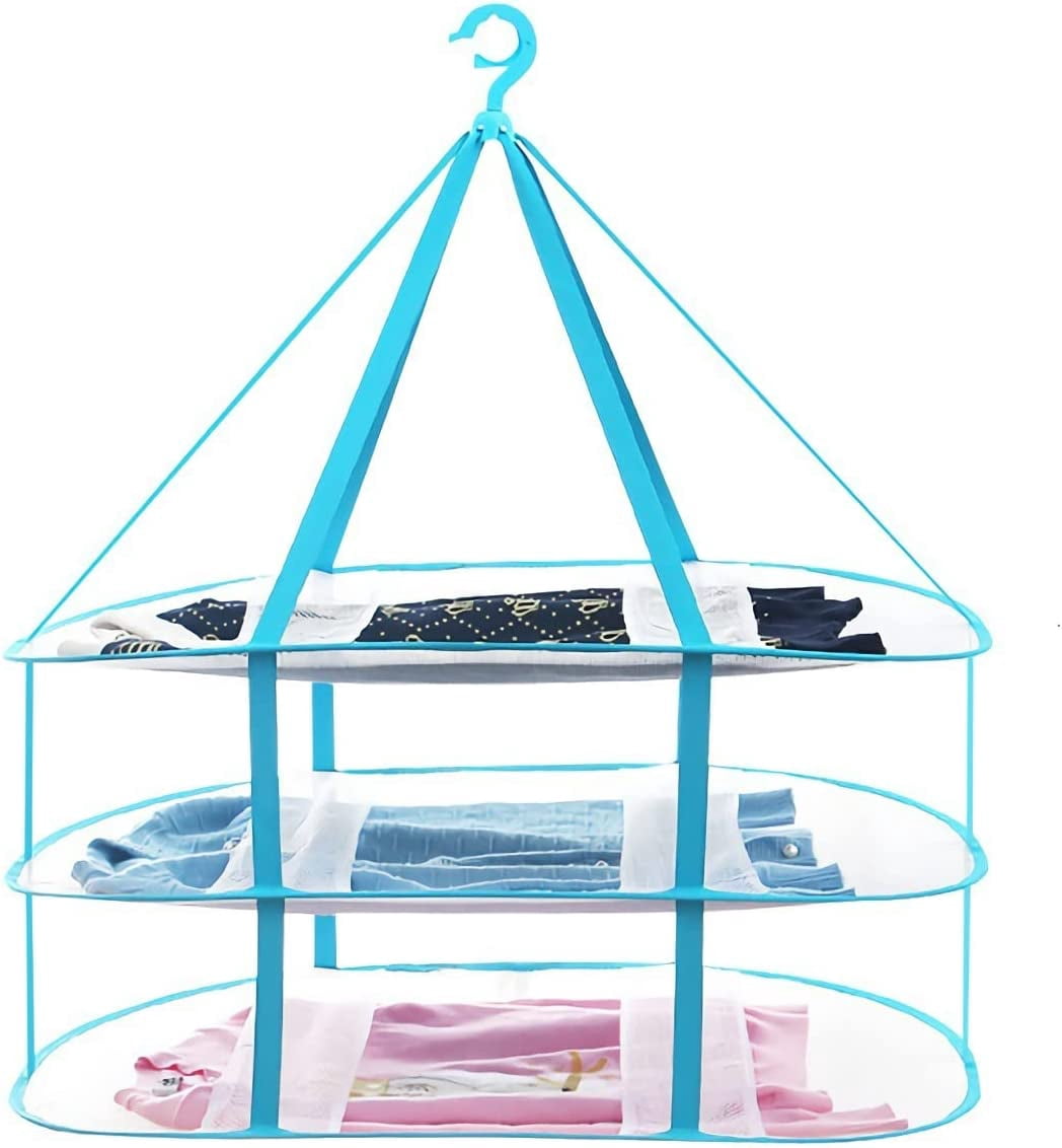 Large Size Sweater Hanging Dryer, 3 Tier Folding Drying Rack, Lay Flat ...