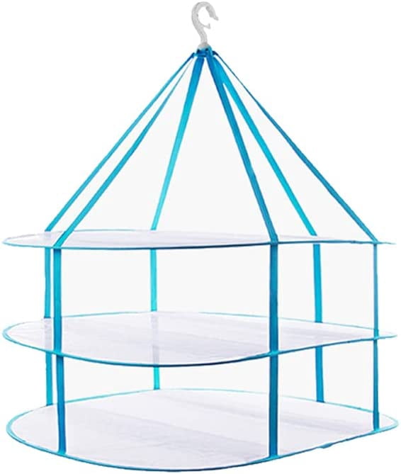 Large Size Sweater Hanging Dryer, 3 Tier Folding Drying Rack, Lay Flat ...