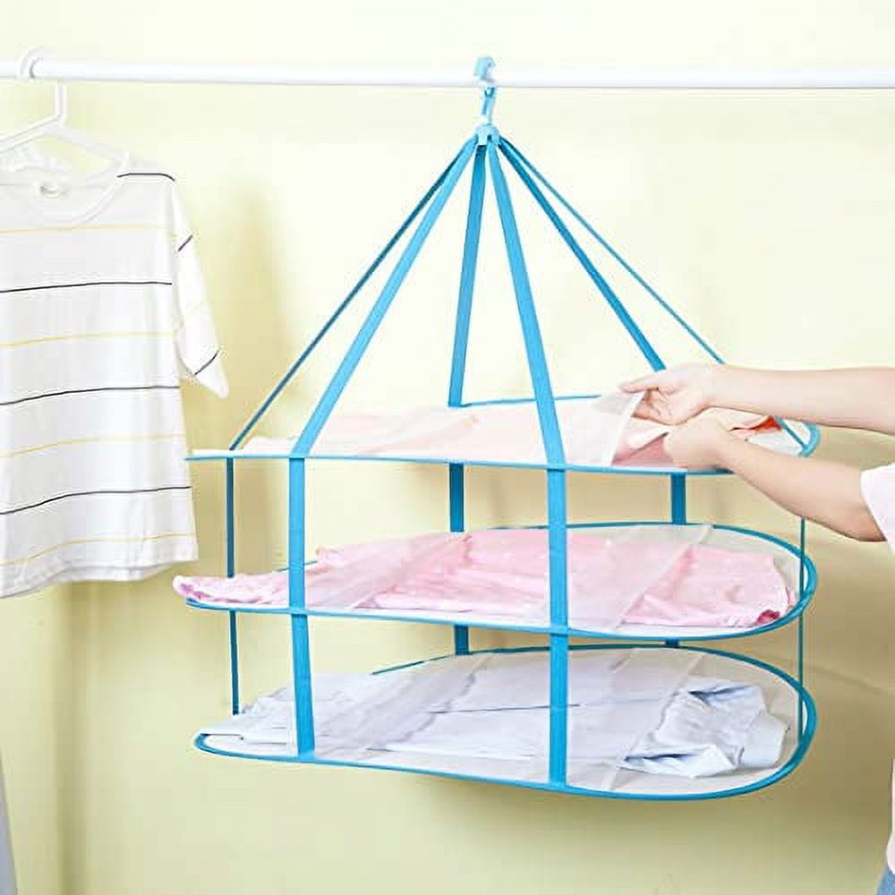 Large Size Sweater Hanging Dryer, 3 Tier Folding Drying Rack, Lay Flat ...